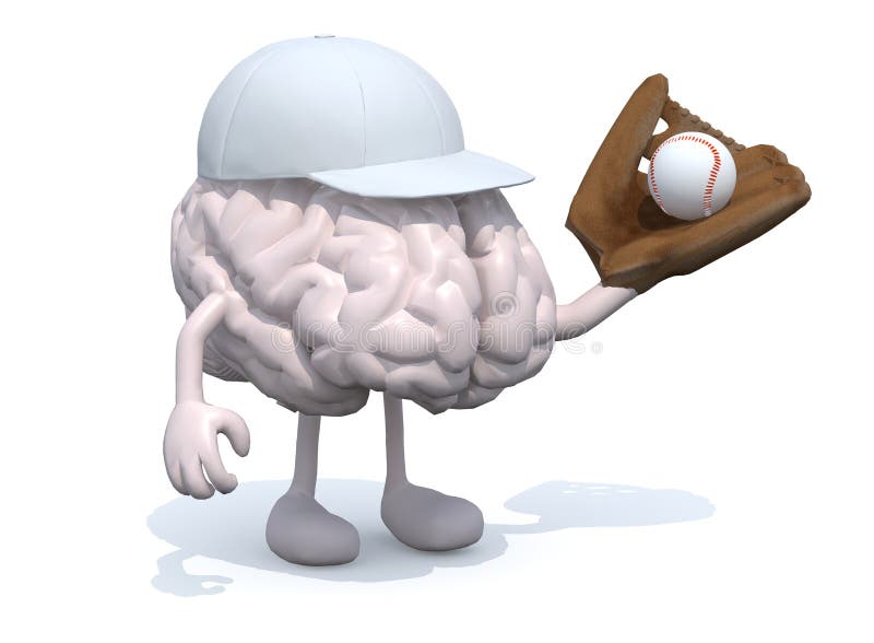 Human Brain Cartoon Play Baseball Stock Illustration - Illustration of ...