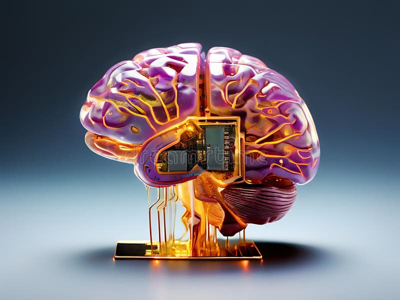 Human Brain with Circuit Board Inside Stock Illustration - Illustration ...