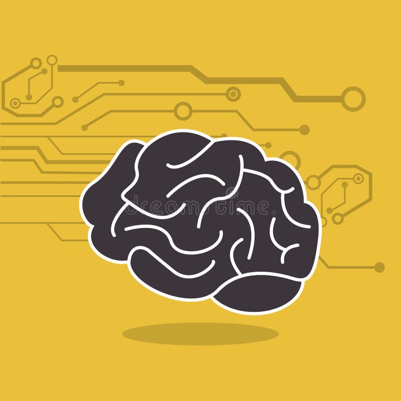 Human Brain and Circuit Icon Image Stock Illustration - Illustration of ...