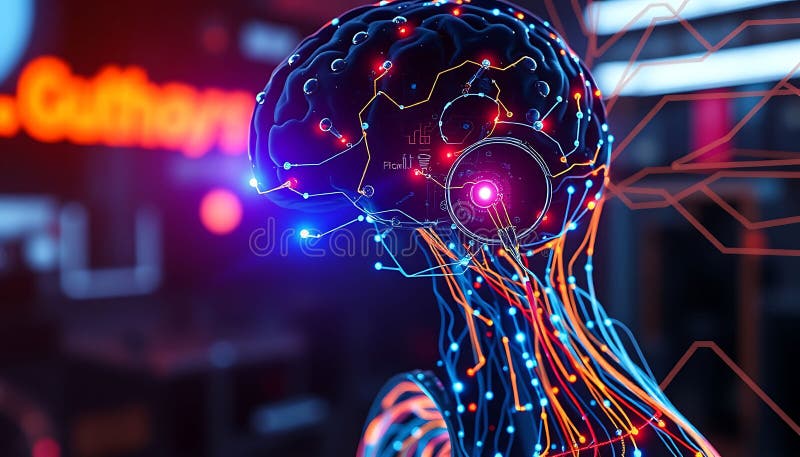 Human Brain with Circuitry, Artificial Intelligence, Stock Photo ...
