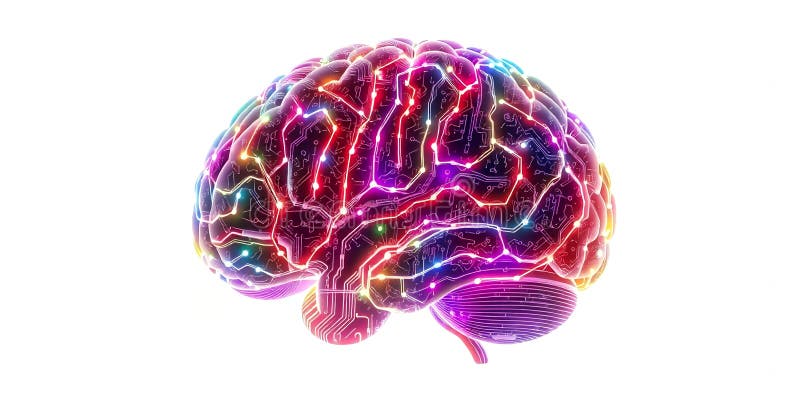 Human Brain Circuitry Network Digital Art Colorful Illustration Stock ...