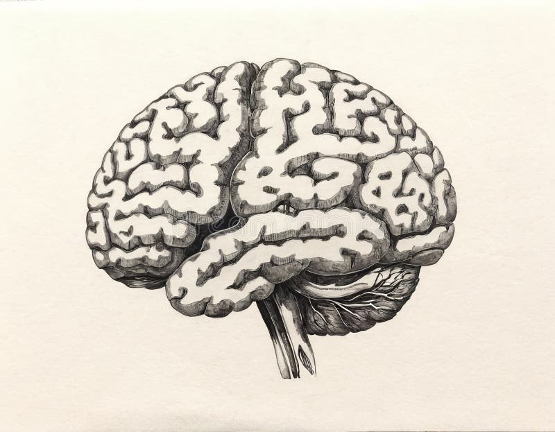 Human brain close up stock illustration. Illustration of cerebellum ...