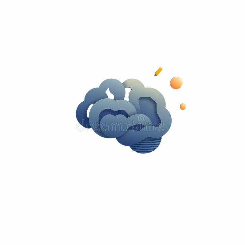 Human Brain with Cloud Shape and Sun Illustration Stock Illustration ...