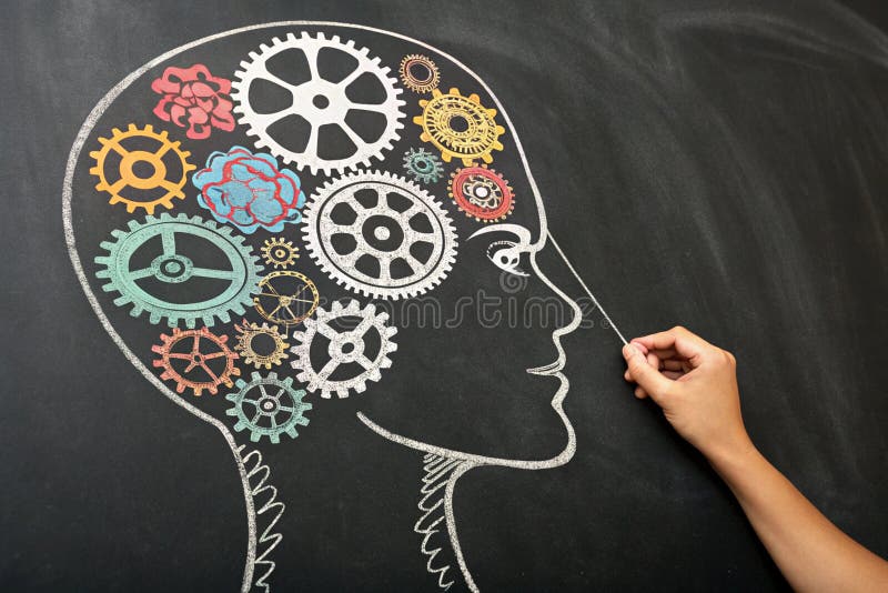 Human Brain with Cogs and Gears â€ Chalkboard Drawing Concept Stock ...