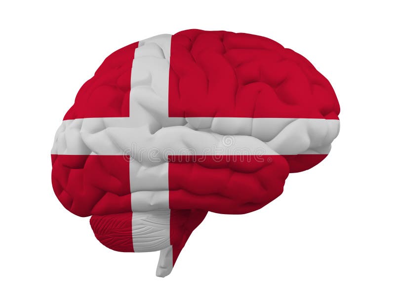 Human Brain is Colored Flag of Denmark Stock Illustration ...