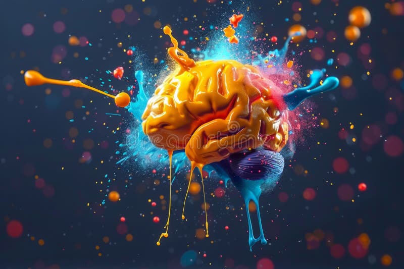 Human Brain Colorful Splash Creativity Exploding with New Ideas Plans ...