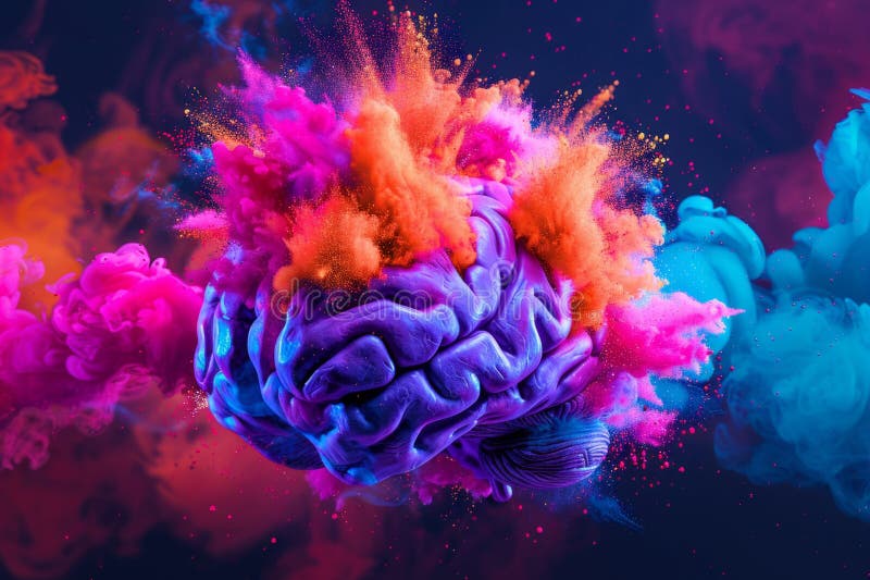 Human Brain Colorful Splash Creativity Exploding with New Ideas Plans ...