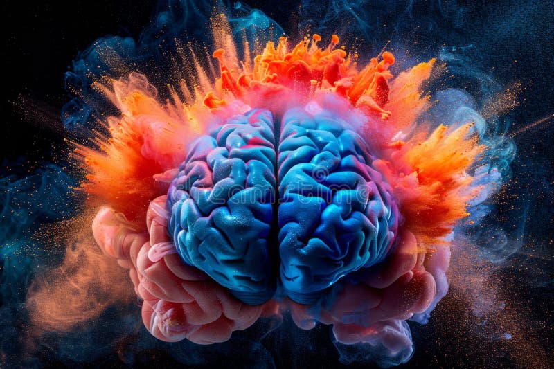 Human Brain Colorful Splash Creativity Exploding with New Ideas Plans ...