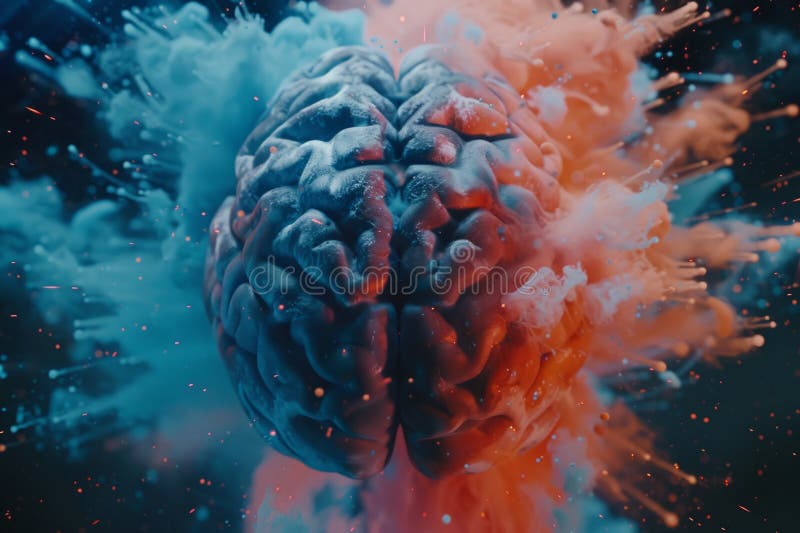 Human Brain Colorful Splash Creativity Exploding with New Ideas Plans ...