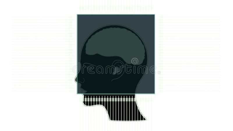 Human Brain and Computer Chip, Head with Implanted Micro Chip. Brain ...