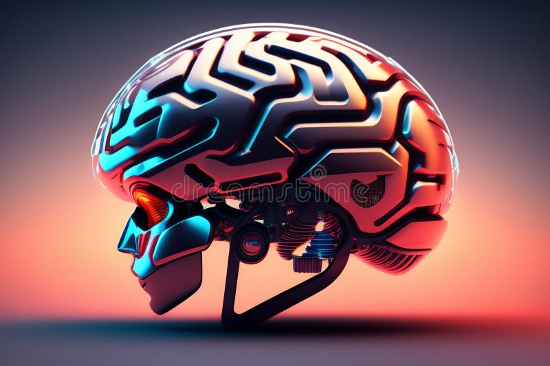 Human Brain a Computer Generated Humanoid Fictional Cyber Girl with a ...