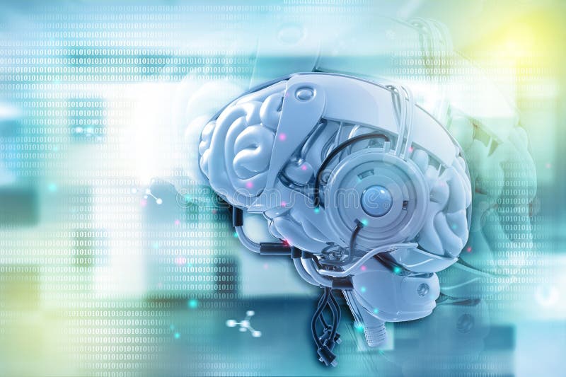 Human Brain Computer Technology Stock Illustration - Illustration of ...