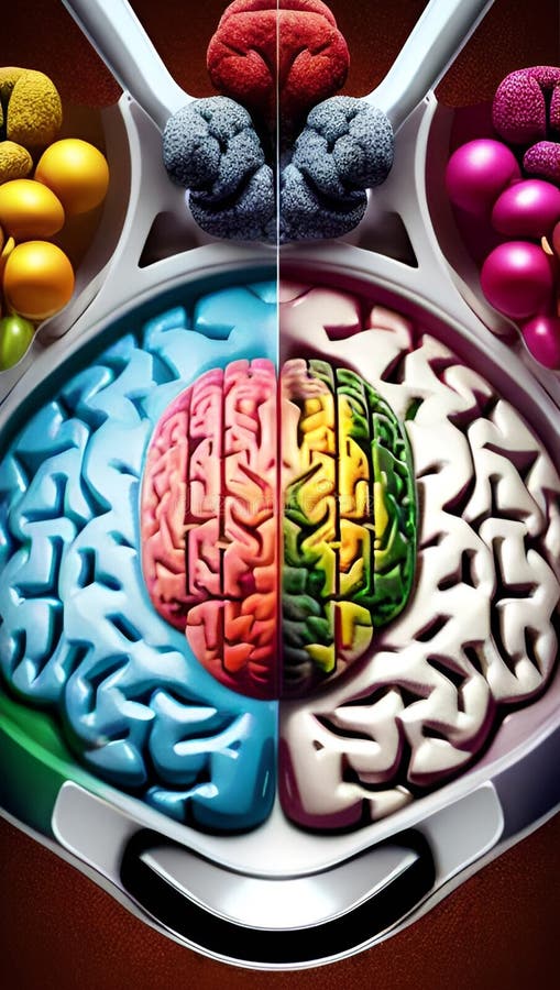 Human Brain Concept with Creative and Logic Hemispheres Illustration ...