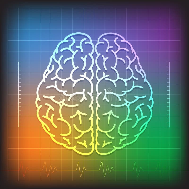 Human Brain Concept with Wave Diagram Colorful Background Stock Vector ...