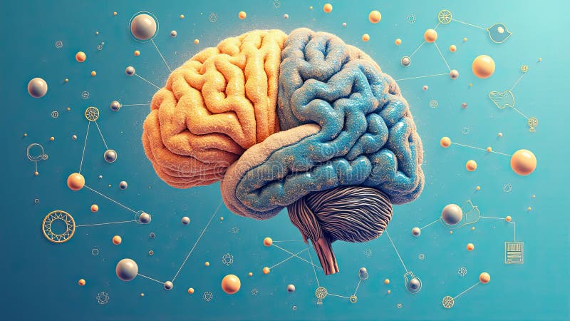 Human Brain with Connected Spheres. Stock Illustration - Illustration ...