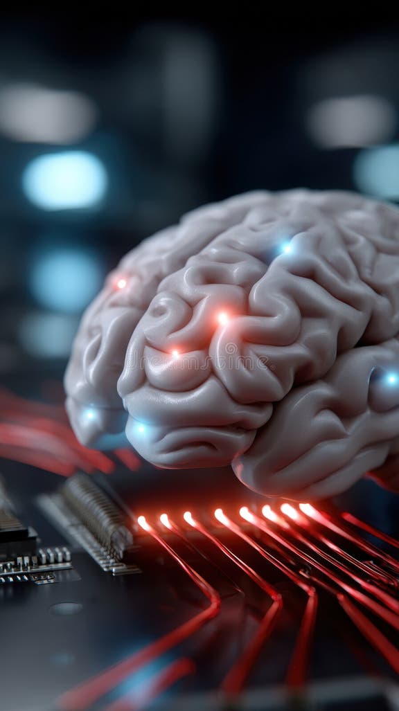 Human Brain Connected To Data Network Showing Artificial Intelligence ...