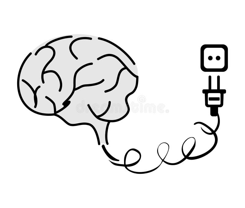 Human Brain Connected To Electrical Outlet Stock Vector - Illustration ...