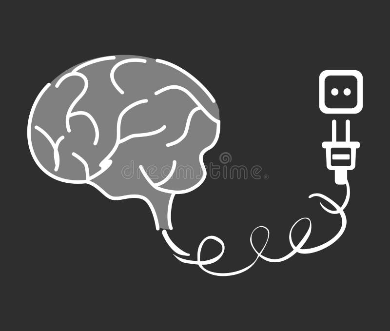 Human Brain Connected To Electrical Outlet Stock Vector - Illustration ...