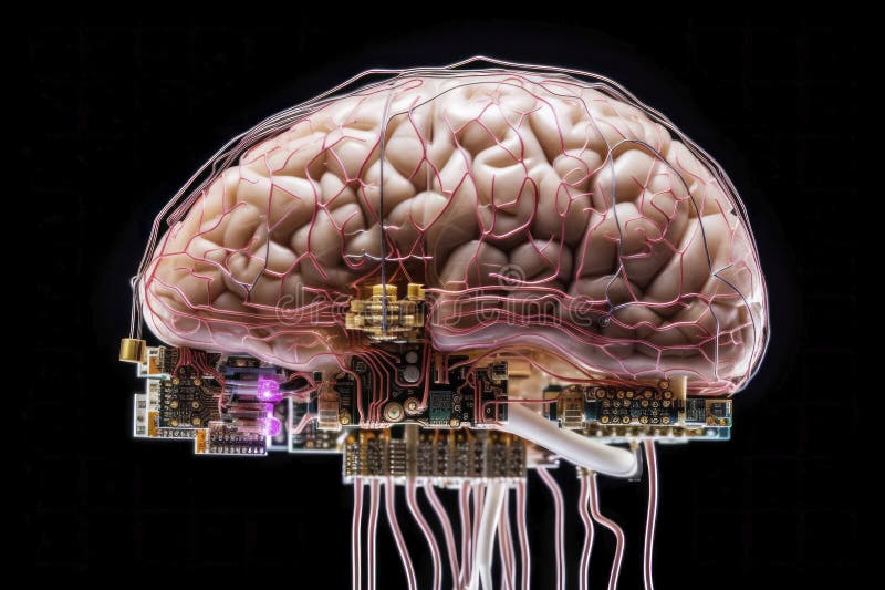 Human Brain Connected To Intricate Circuit Boards and Microchips Stock ...