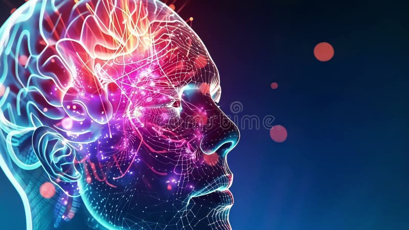 Human Brain Connecting with Glowing Neural Network Visualizing ...