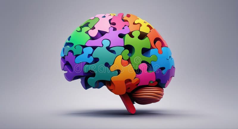 Human Brain Puzzle Pieces Symbolizing the Complexities of the Mind and ...