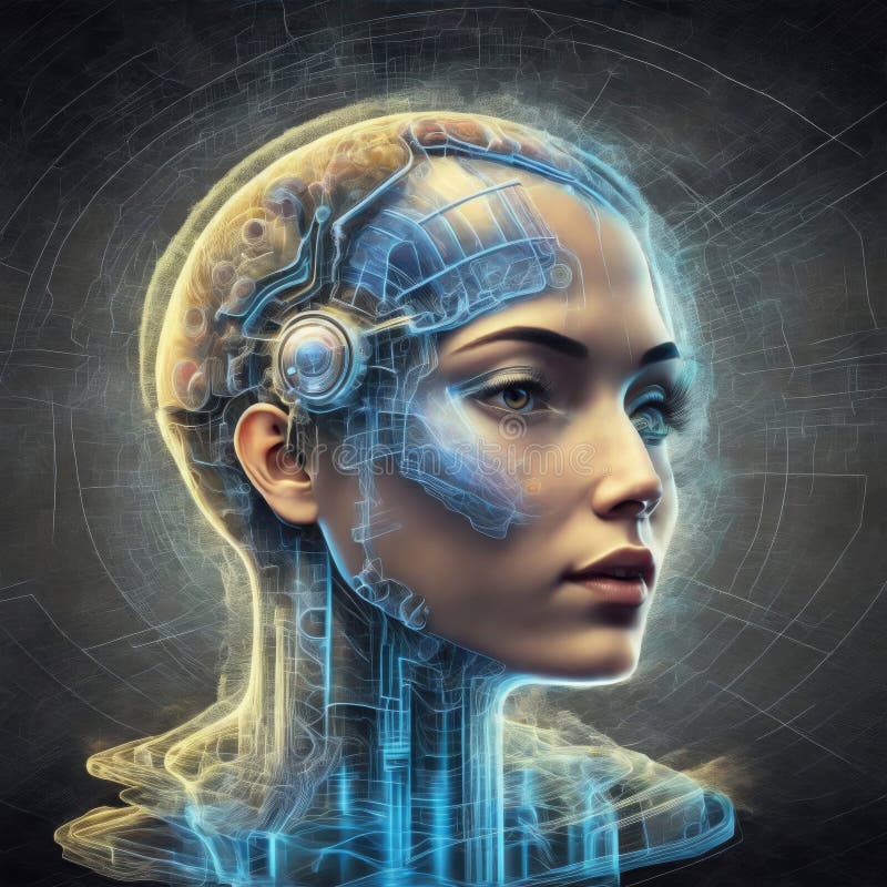 Human Brain Constructed of Electronic Components. AI Generated Stock ...