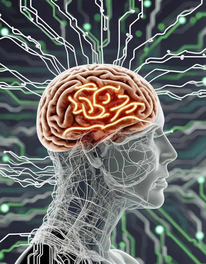 Human Brain Constructed of Electronic Components. AI Generated Stock ...
