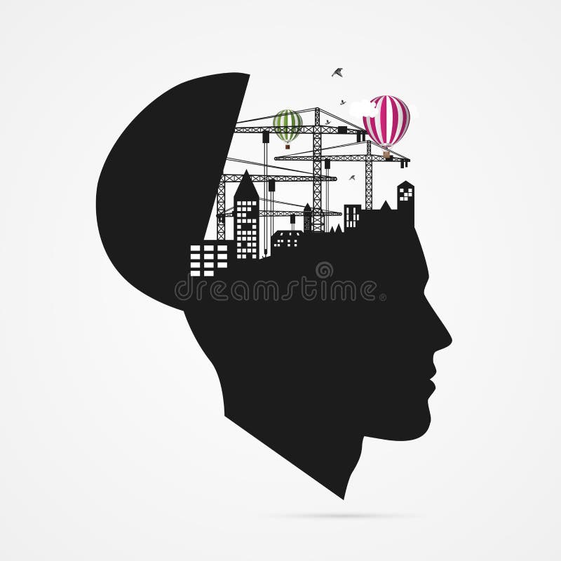 Brain Under Construction Concept Stock Vector - Illustration of ...
