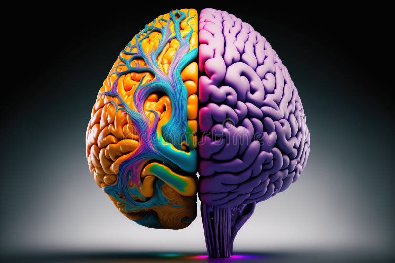 Human Brain in a Creative Look. Generative AI Stock Illustration ...