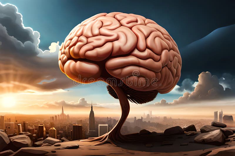 Human Brain 3d. Generative AI Stock Illustration - Illustration of wire ...