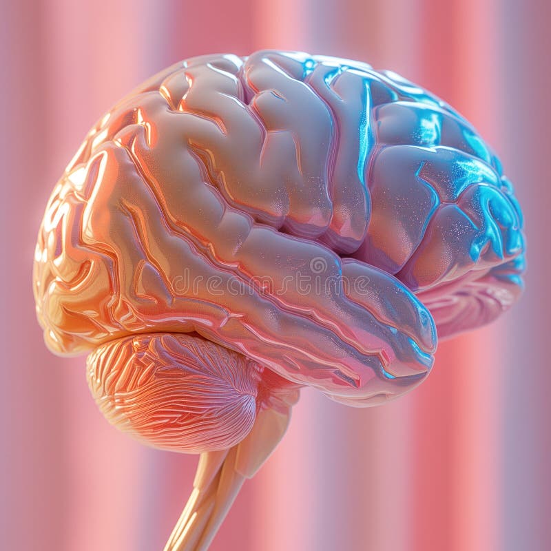 Human Brain 3d Light Colored Stock Illustration - Illustration of ...