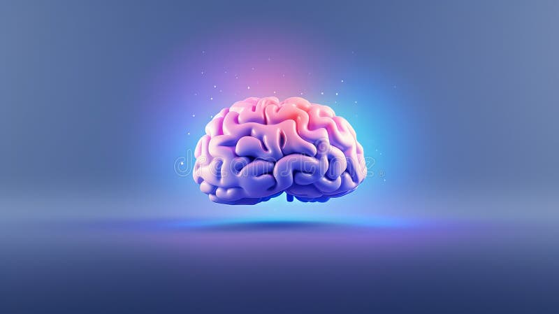 Human Brain 3D Model Bathed in Neon Glow Symbolizing Intelligence and ...