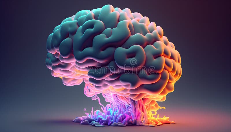 Human Brain, 3d Rendering. Computer Digital Drawing. Brainstorming ...