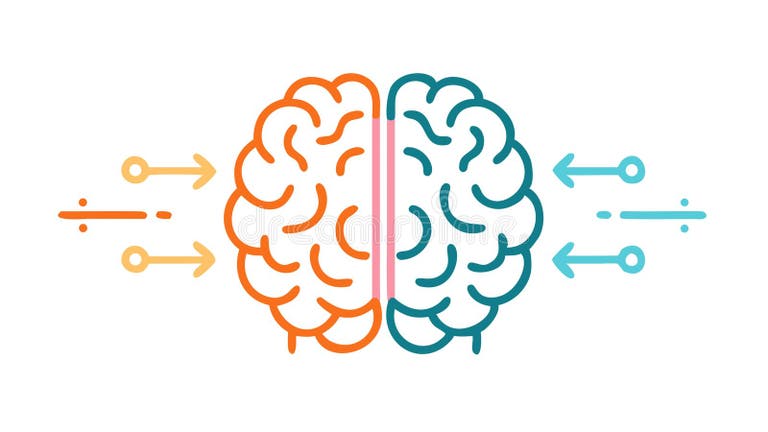 Human Brain Data Flow Icon, Thinking, AI, Logic, Information Processing ...