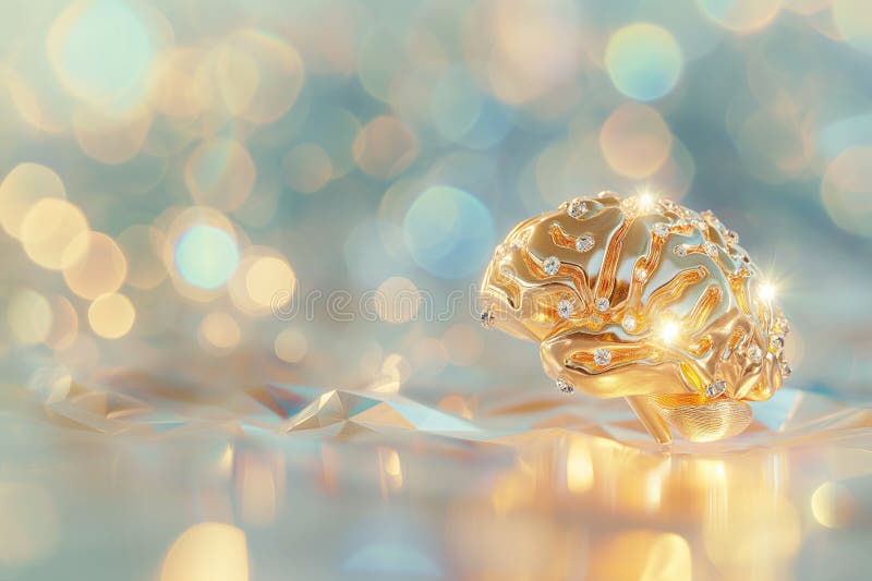 Human Brain with Diamonds. Symbol of Creative Thinking, Brilliant Mind ...