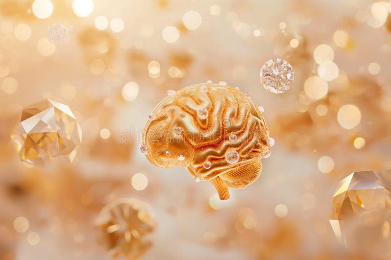Human Brain with Diamonds. Symbol of Creative Thinking, Brilliant Mind ...