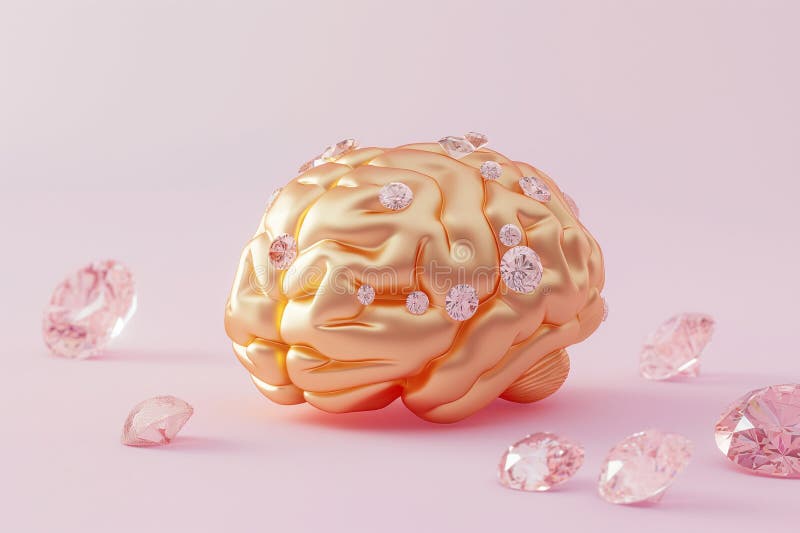 Human Brain with Diamonds. Symbol of Creative Thinking, Brilliant Mind ...
