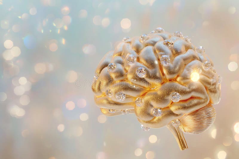 Human Brain with Diamonds. Symbol of Creative Thinking, Brilliant Mind ...