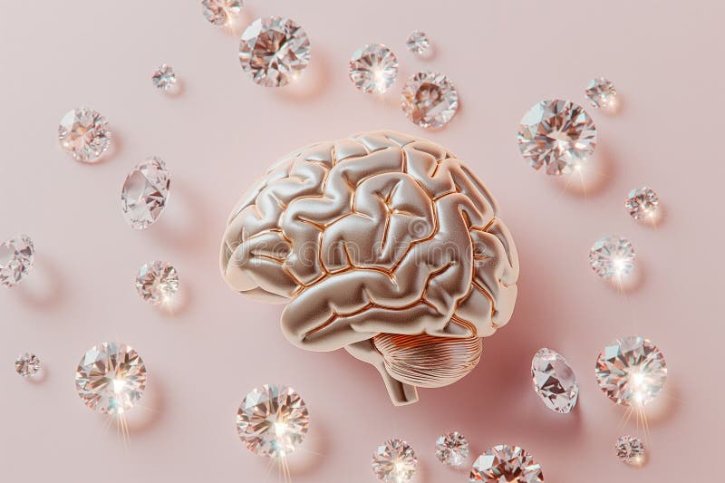 Human Brain with Diamonds. Symbol of Creative Thinking, Brilliant Mind ...