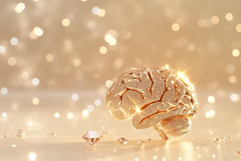 Human Brain with Diamonds. Symbol of Creative Thinking, Brilliant Mind ...
