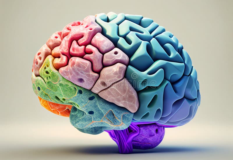 Human Brain with Different Colors and Shapes. Stone, 3d Render ...