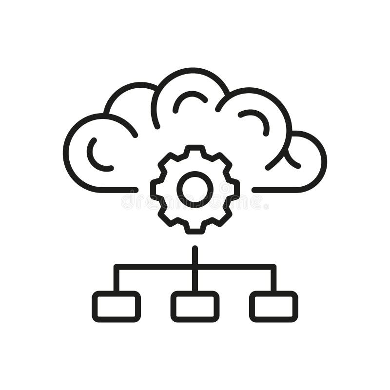 Human Brain Digital Cloud Black Line Icon. Data Science, Artificial ...