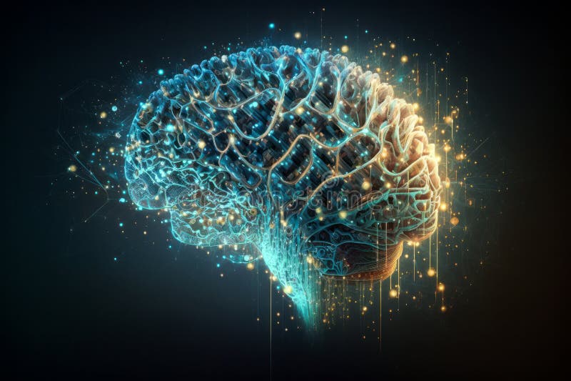 Human Brain in Digital Cyberspace. Futuristic Neural Network, AI ... Human Brain in Digital Cyberspace. Futuristic Neural Network, AI ...