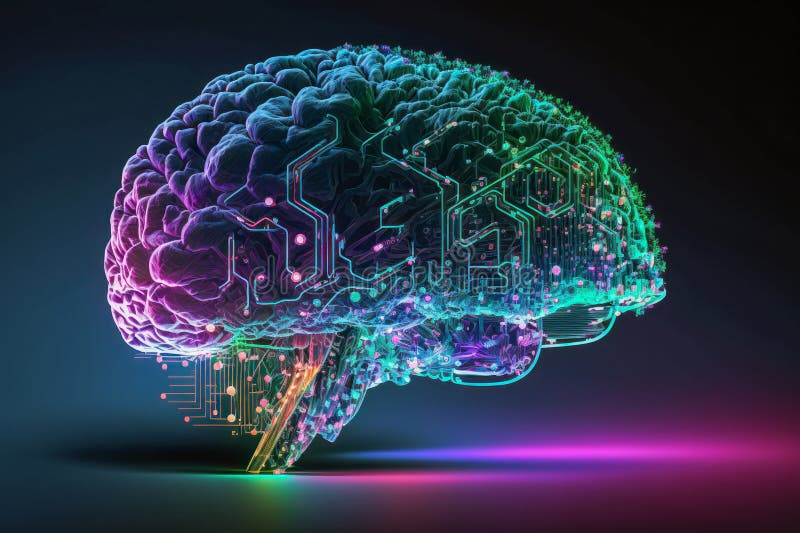 A Human Brain Integrated with AI Neural Network, Showcasing the Fusion ...