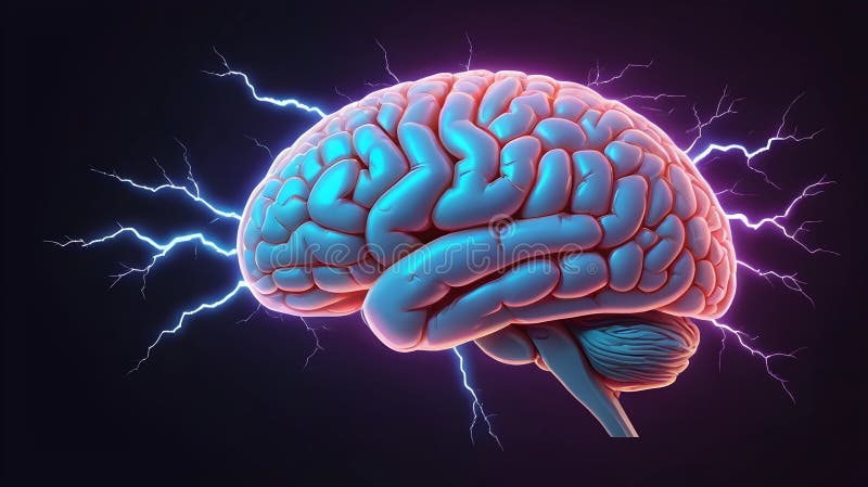 Abstract Brain with Electric Currents, Suitable for Digital Health ...