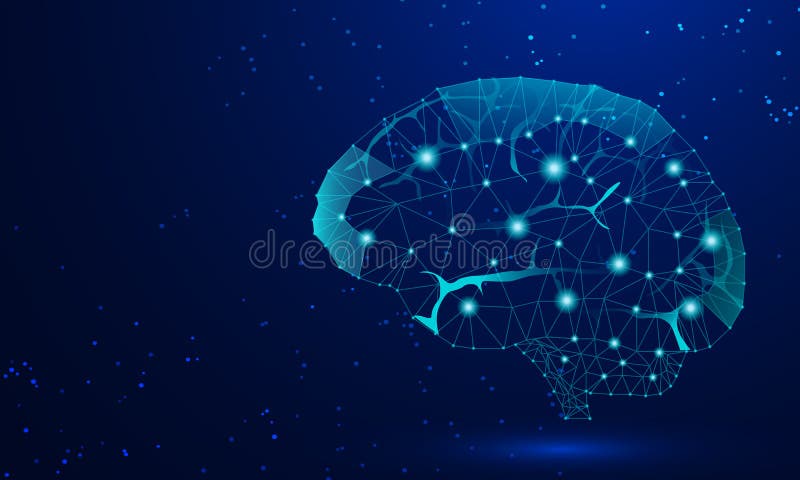 Human Brain Digital Wire Graphics Dots and Lines Vector Illustration ...