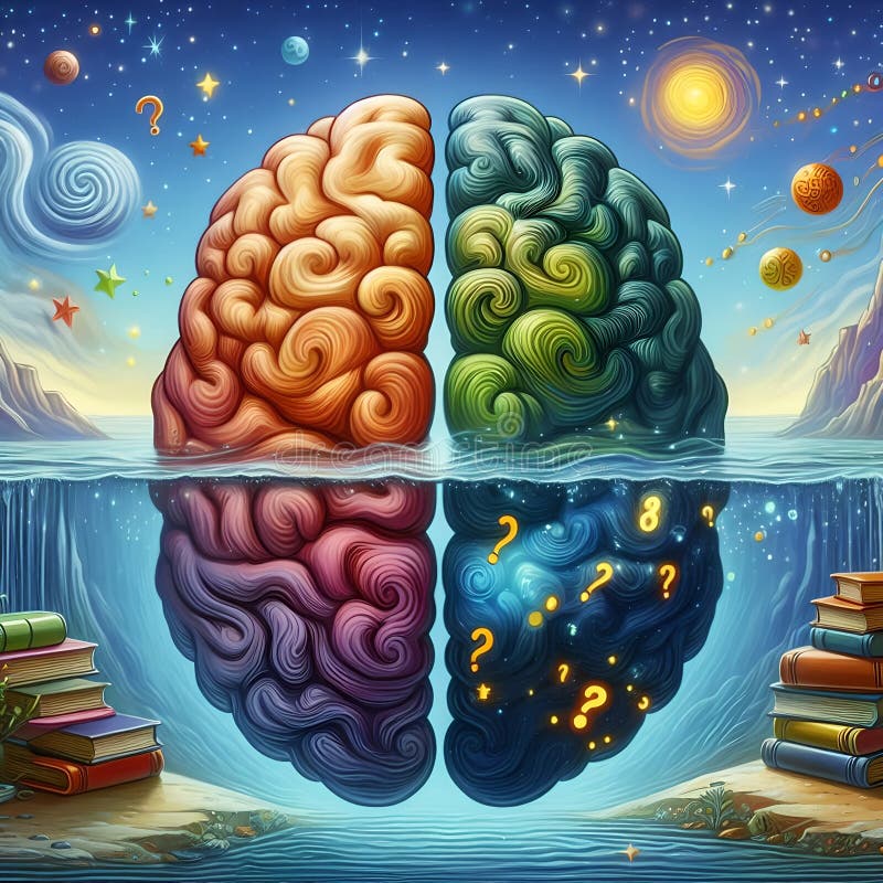 A Human Brain is Divided into Sections Stock Illustration ...