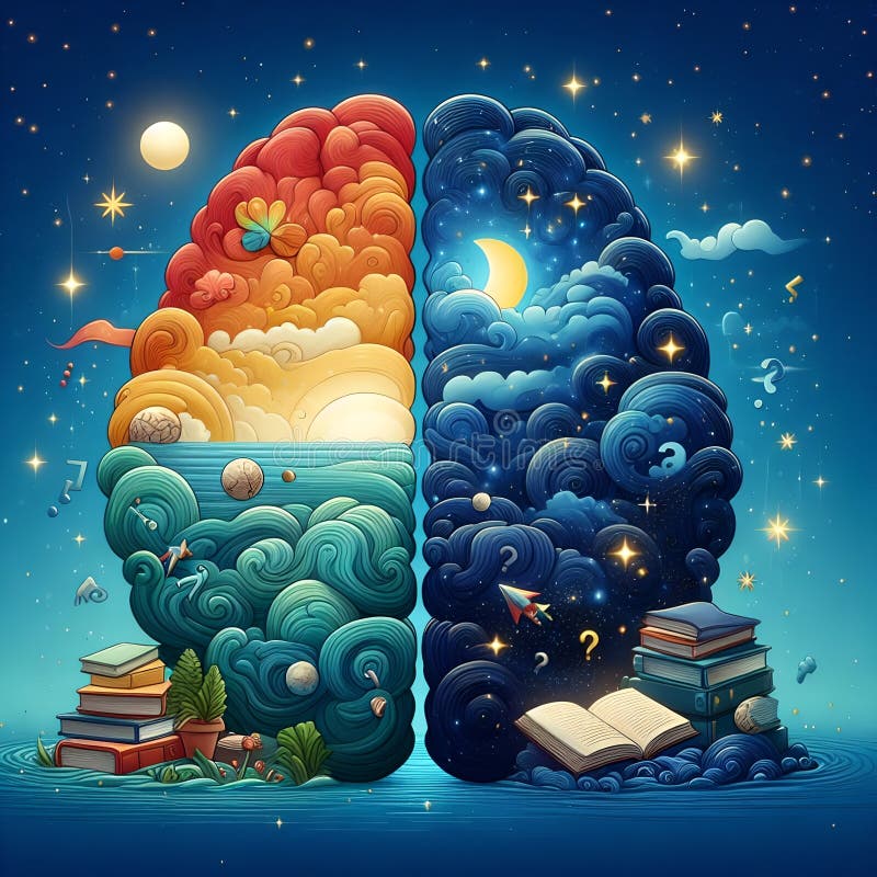 A Human Brain is Divided into Sections Stock Illustration ...