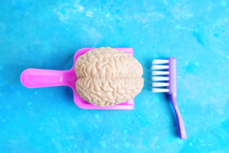 Cleaning Human Brain with a Scrub Brush Stock Image - Image of problem ...