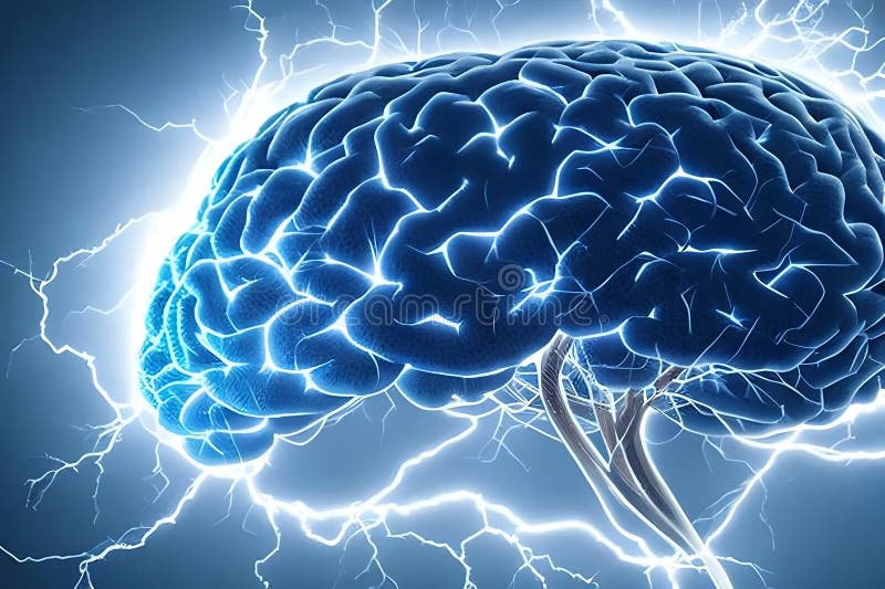 Human Brain with Electrical Activity Stock Illustration - Illustration ... Human Brain with Electrical Activity Stock Illustration - Illustration ...